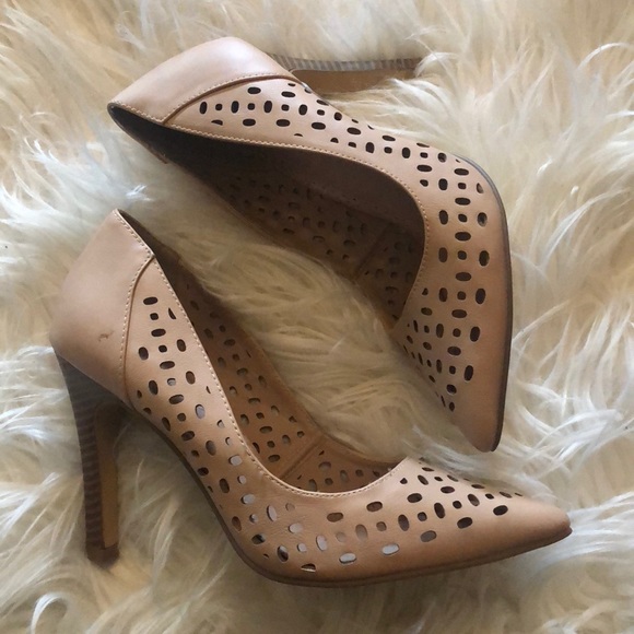 Restricted | Shoes | Restricted Nude Laser Cut Heels | Poshmark